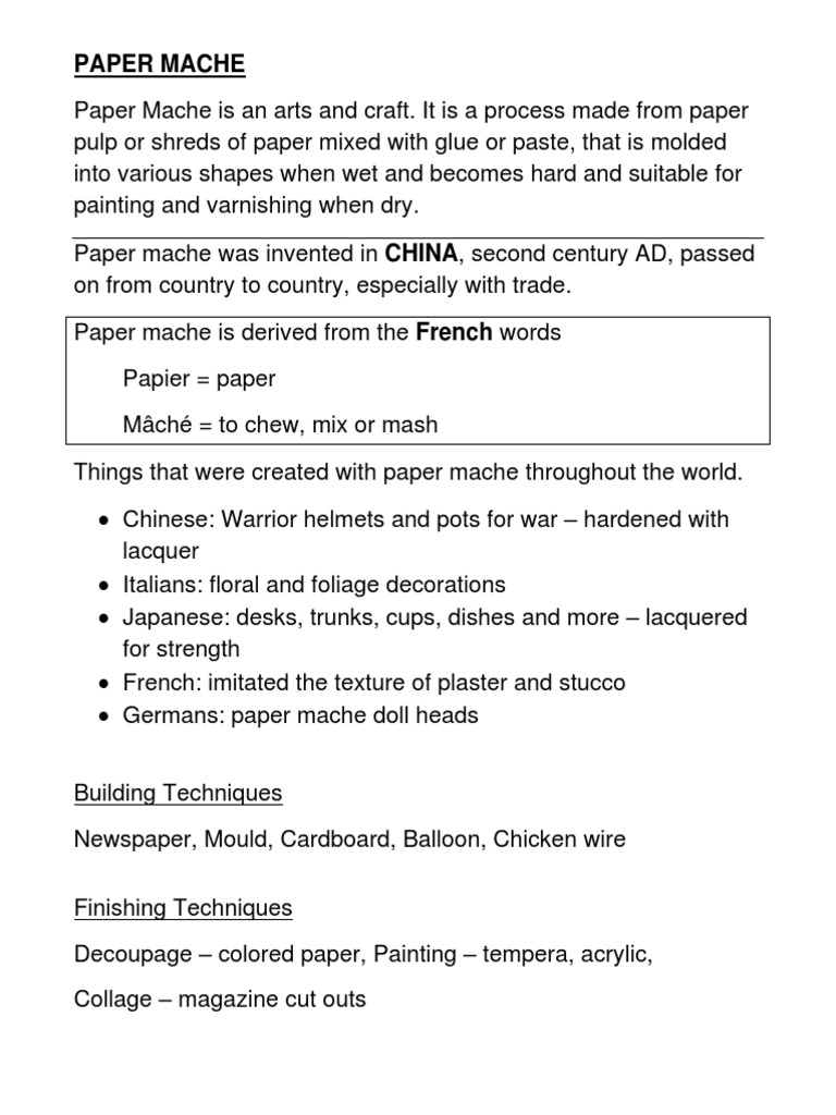 Paper Mache Notes | PDF