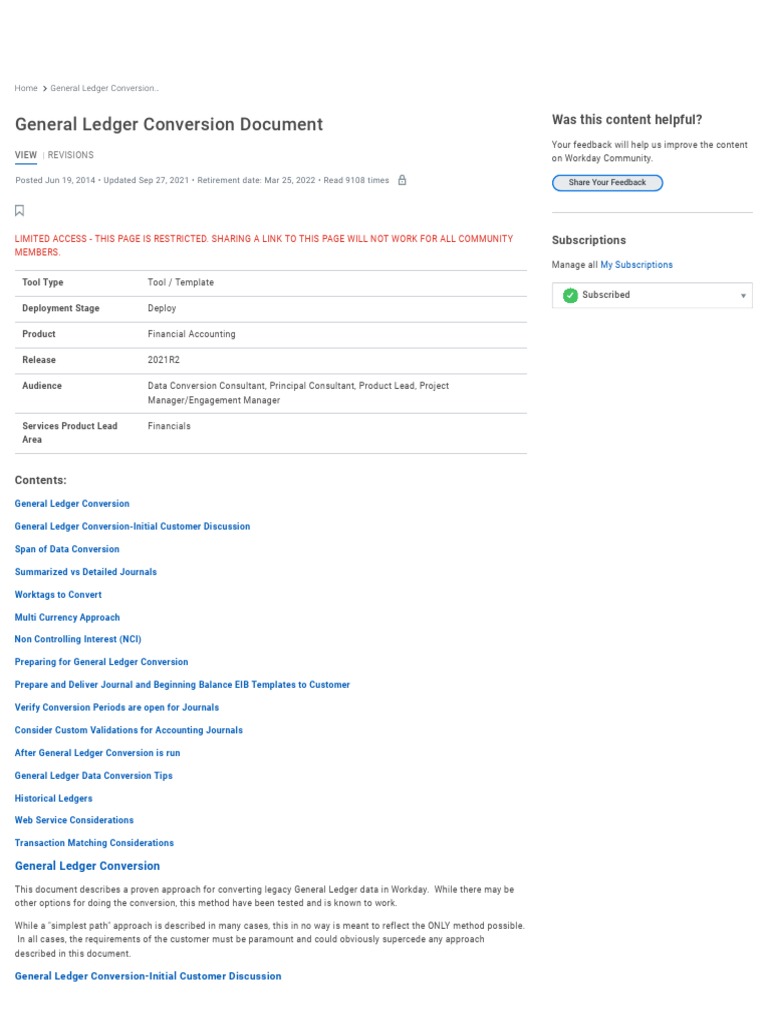 General Ledger Conversion Document - Workday Community | PDF | Accounts ...
