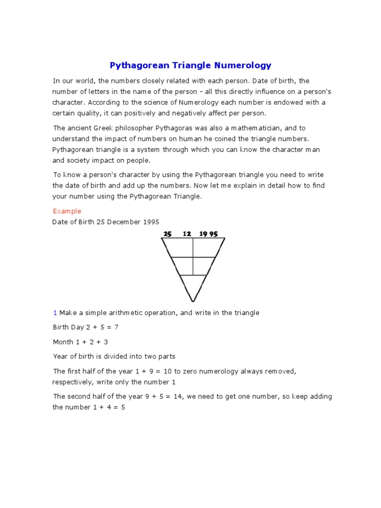 Pythagorean Triangle Numerology | PDF | Numbers | Psychological Concepts
