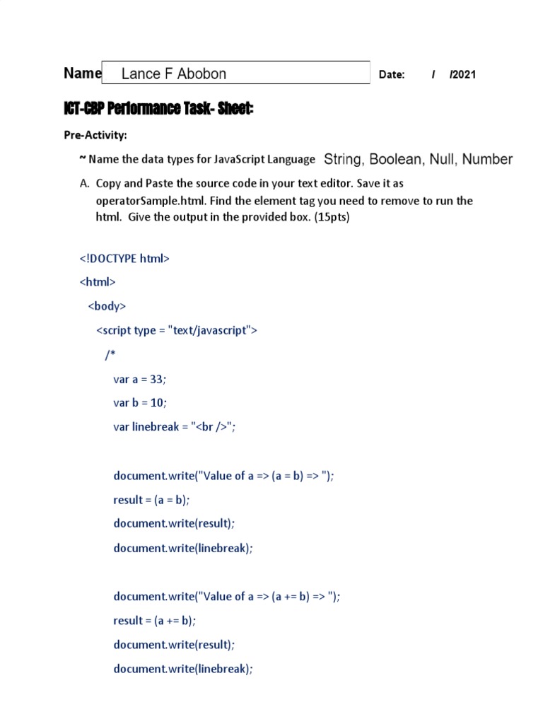 ICT Worksheet 1 | PDF | Html | Computer Engineering