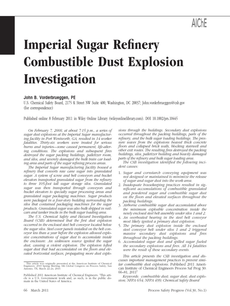Imperial Sugar Factory | PDF | Explosion | Combustion