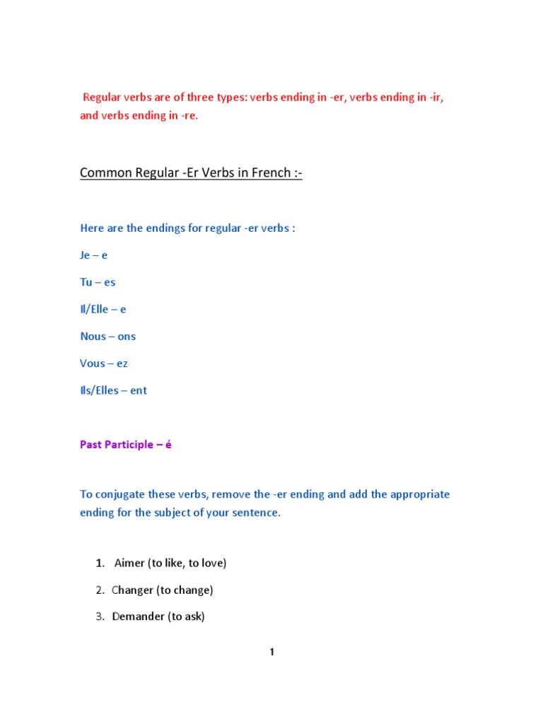 Regular Verbs - FRENCH | PDF | Grammatical Conjugation | Language Mechanics