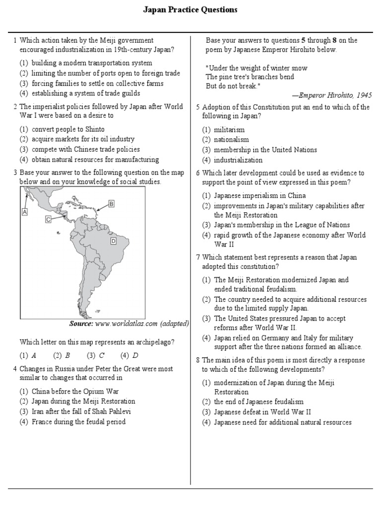 Japan Practice | PDF | Japan | Empire Of Japan
