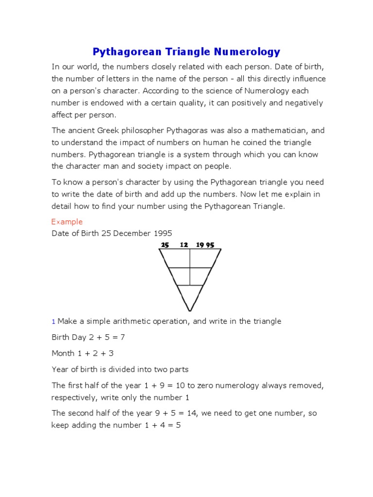 Pythagorean Triangle Numerology 1 | PDF | Teaching Methods & Materials