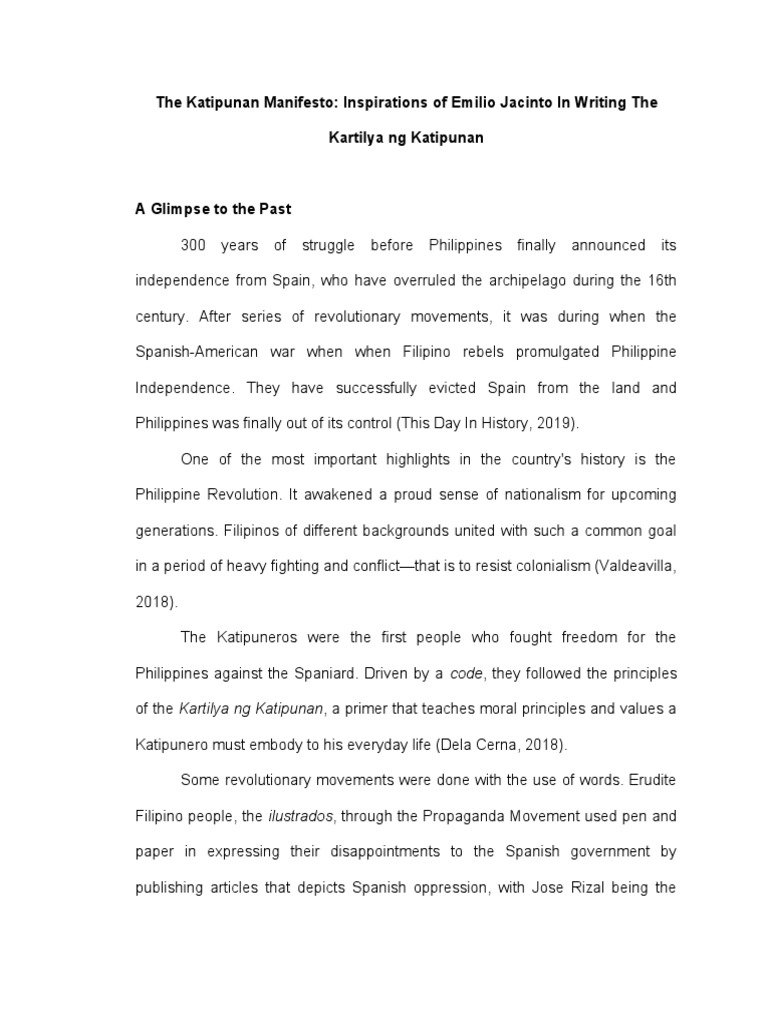 Inspirations of Emilio Jacinto in Writing The Kartilya NG Katipunan ...