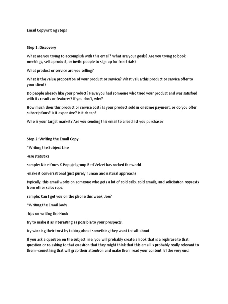 Email Copywriting Steps Explained | PDF | Career & Growth
