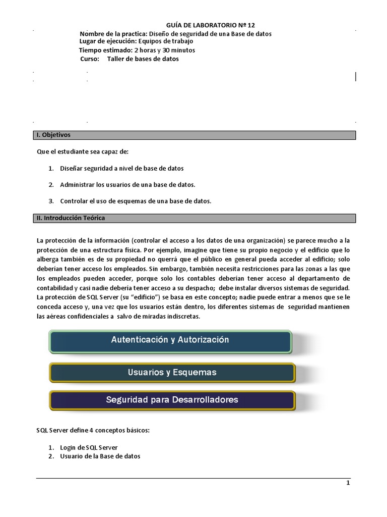 Guia - Diseño y Seguridad de Bases de Datos | PDF | Servidor SQL de Microsoft | SQL