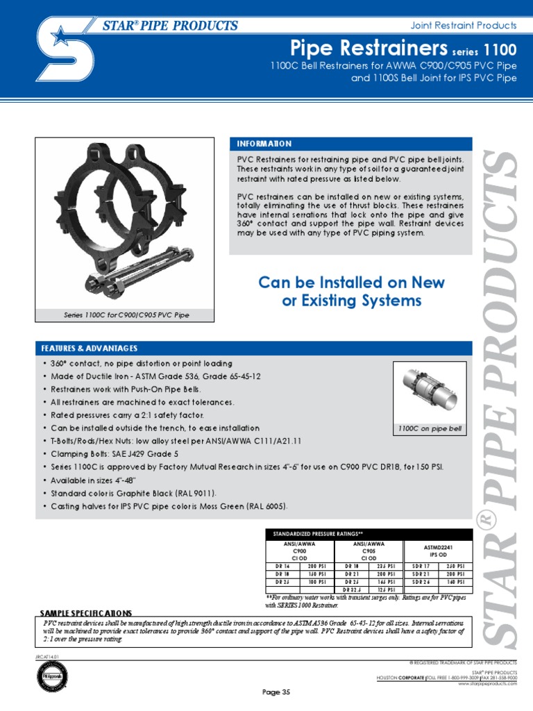 Pipe Restrainers 1000C | PDF | Pipe (Fluid Conveyance) | Nut (Hardware)