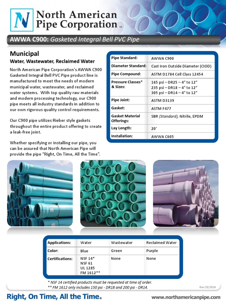 Tubería AWWA C900 | PDF | Pipe (Fluid Conveyance) | Mechanical Engineering