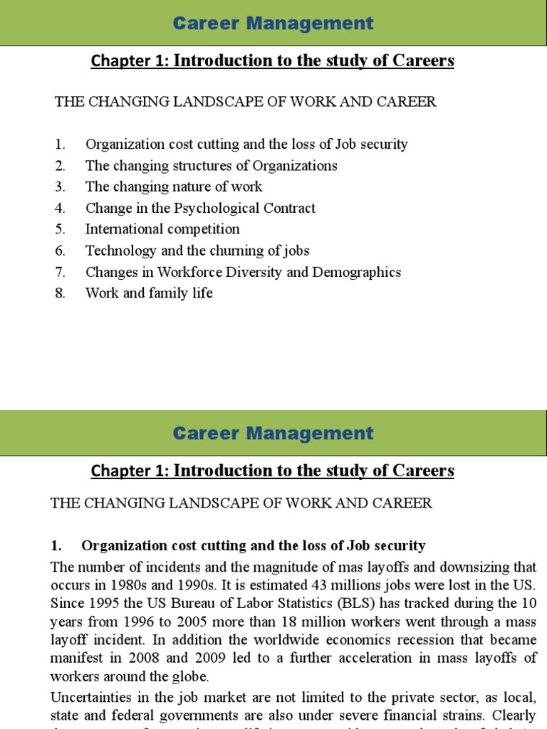 Chapter 1 Introduction To The Study of Careers | PDF | Layoff | Employment