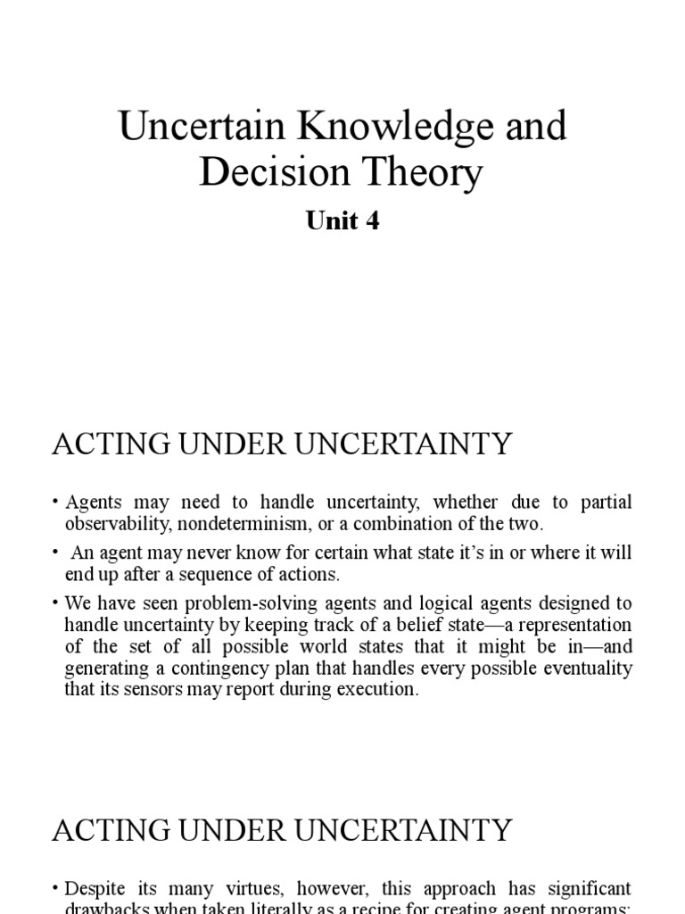 Unit IV Uncertain Knowledge and Decision Theory | Download Free PDF | Markov Chain | Bayesian ...
