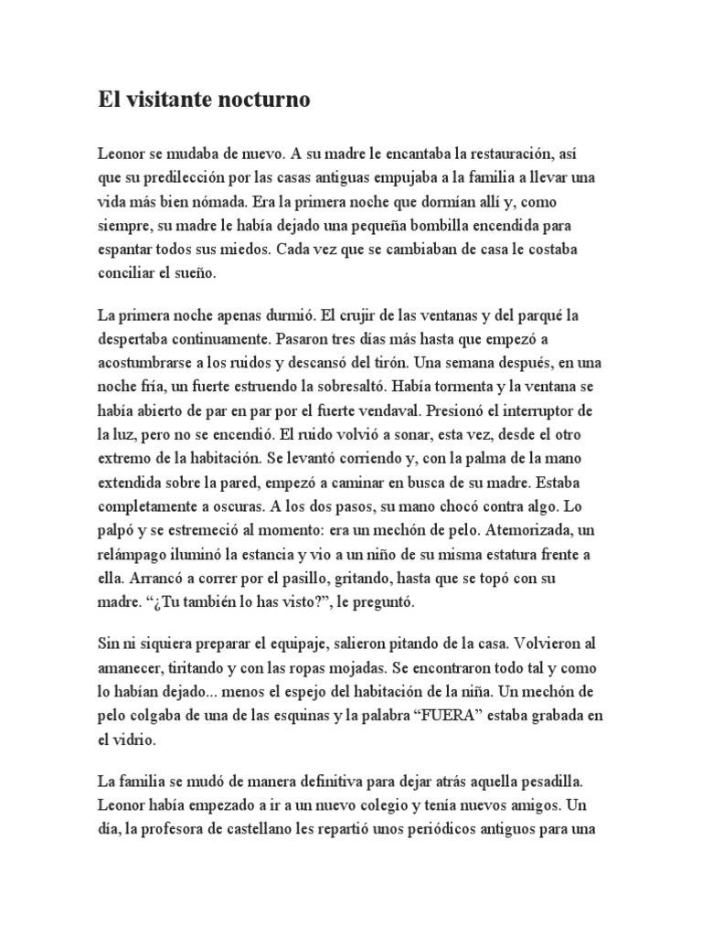 Cuento de Terror El Visitante Nocturno | PDF