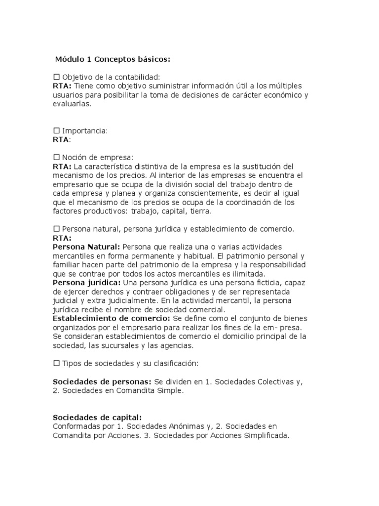 Módulo 1 Conceptos Básicos Pdf Contabilidad Business