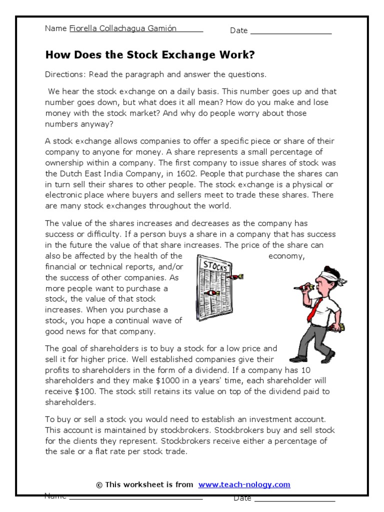 How Does The Stock Exchange Work?: © This Worksheet Is From | PDF ...