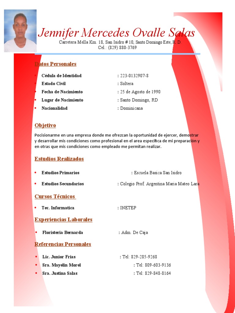 Curriculum - Jennifer Mercedes Ovalle Salas | PDF