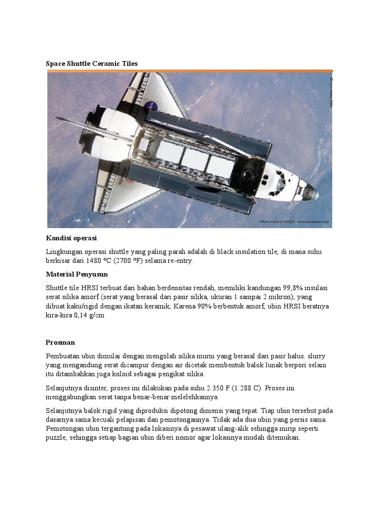 Space Shuttle Ceramic Tiles | PDF