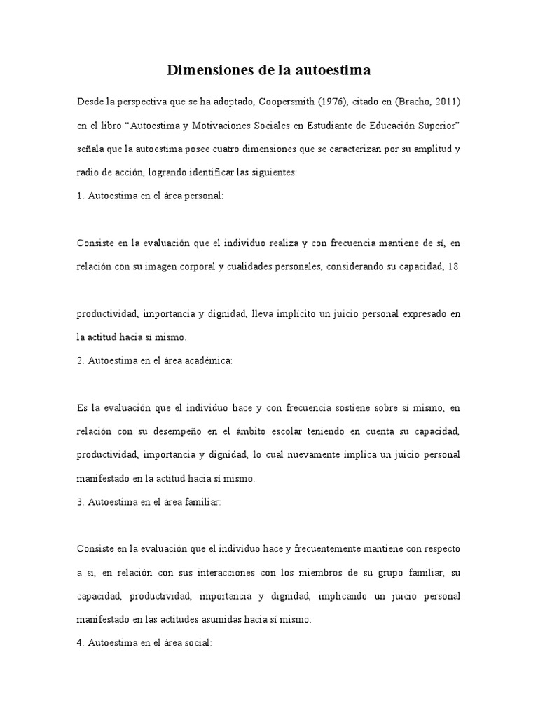 Dimensiones de La Autoestima | PDF
