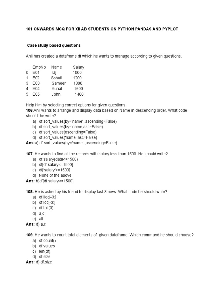 101 Onwards On Python Pandas And Pyplot Pdf Parameter Computer Programming Boolean Data Type