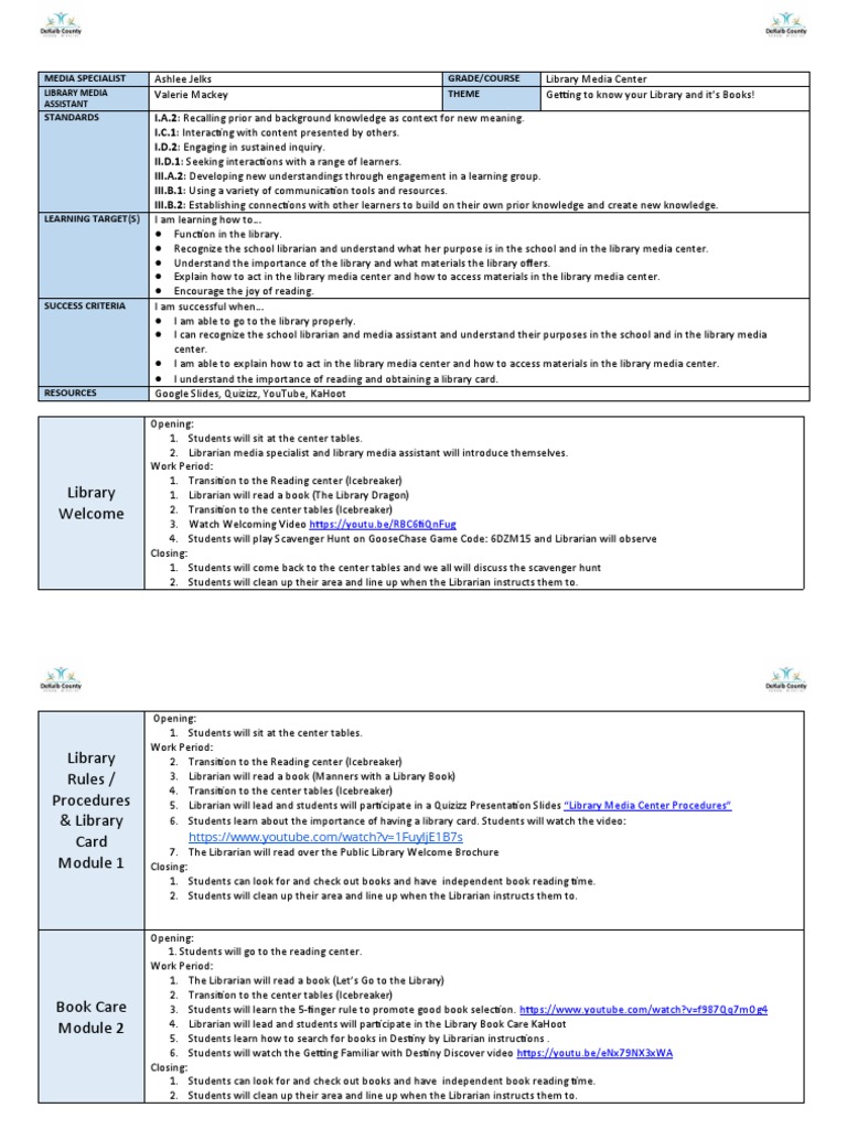 Face To Face Reading Collaborative Unit Lesson Plans | PDF | Libraries ...