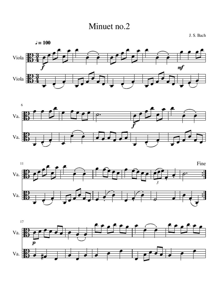 BACH, J. S. Minuet No.2 | PDF