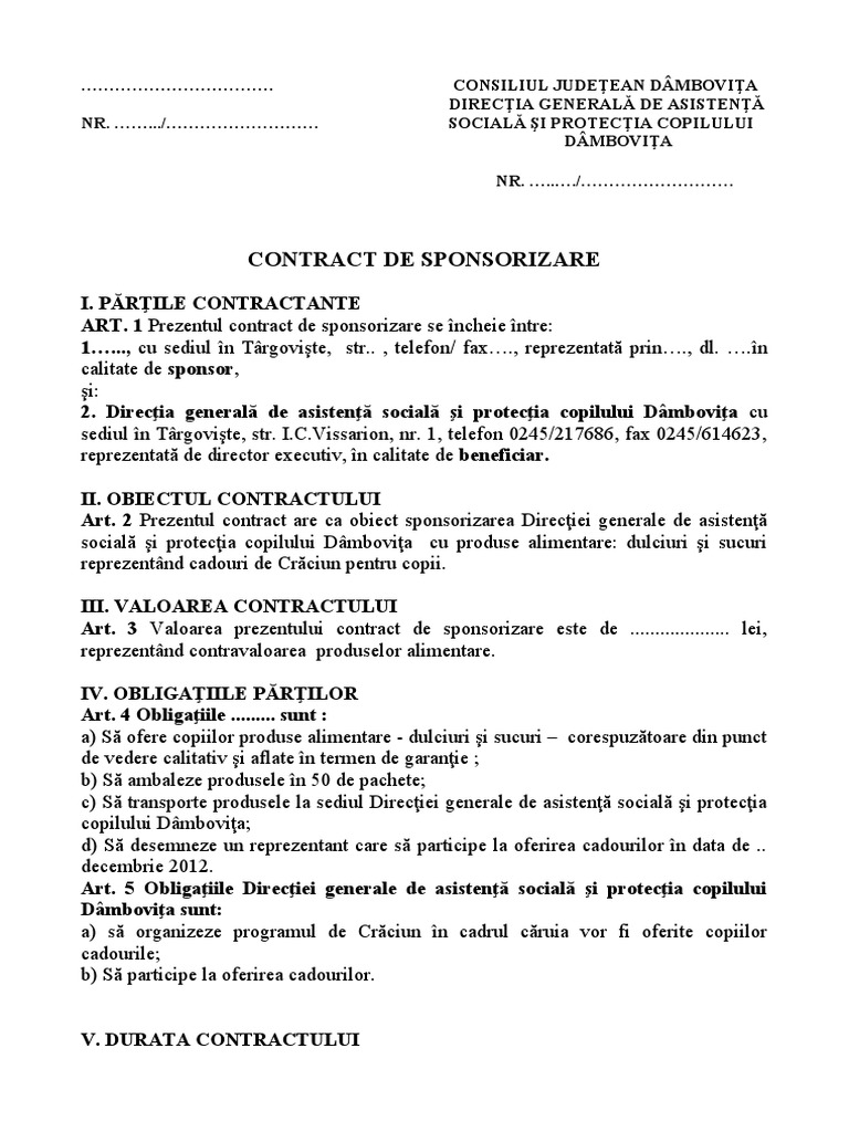 Contract de Sponsorizare | PDF