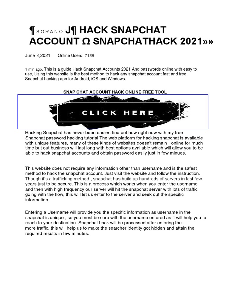 Hack Snapchat Accounts Easily 2021 | PDF | Computers