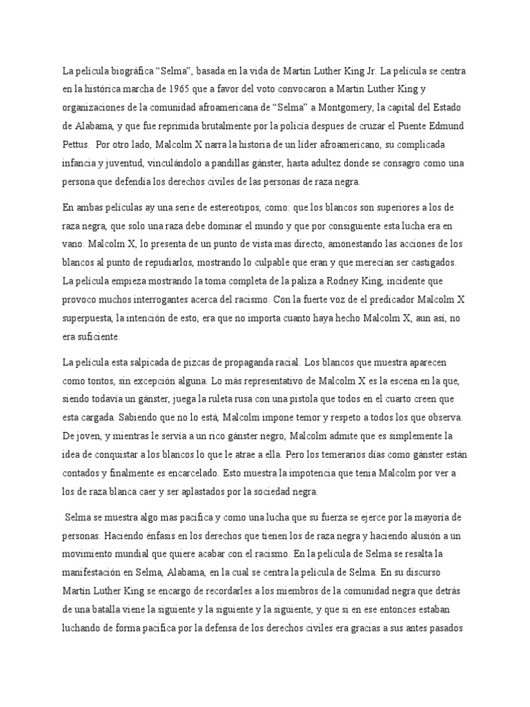 Selma Y Martin Luther King | PDF | Martin Luther King hijo. | Malcolm x