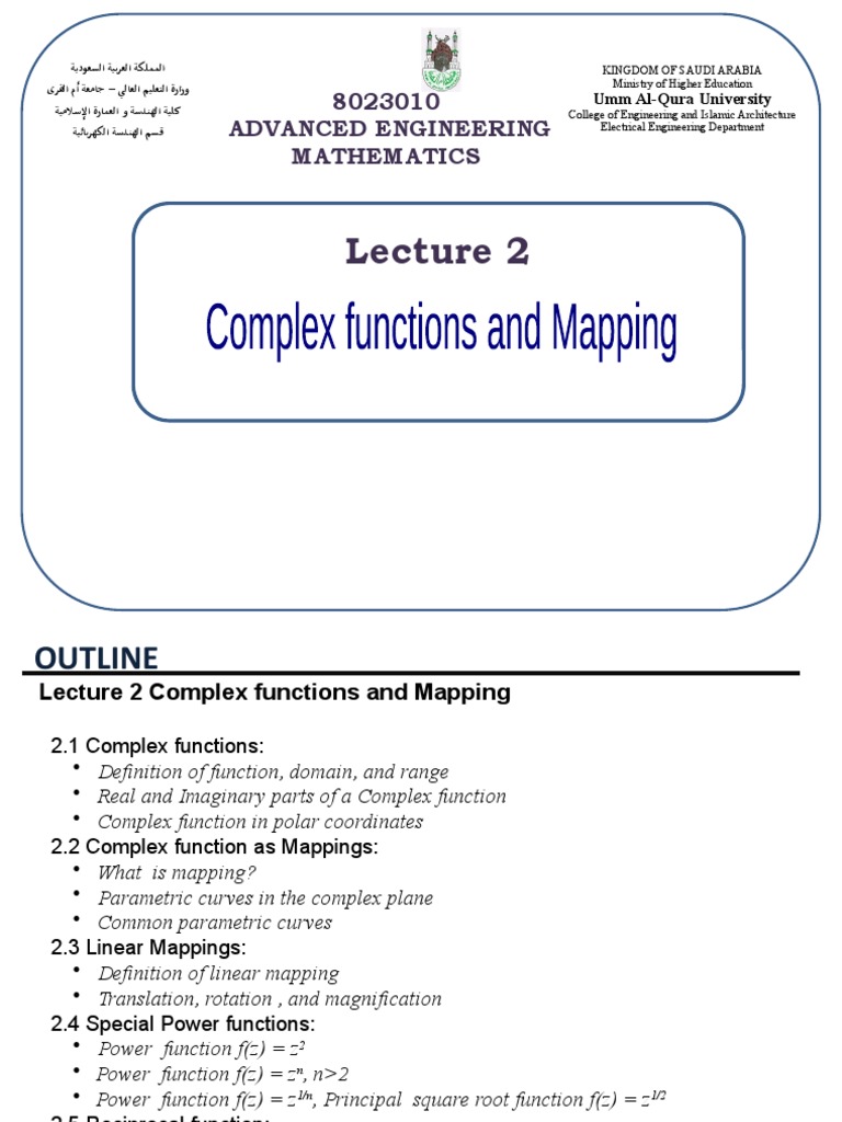 Lect02 - Complex Functions and Mapping | PDF | Function (Mathematics ...