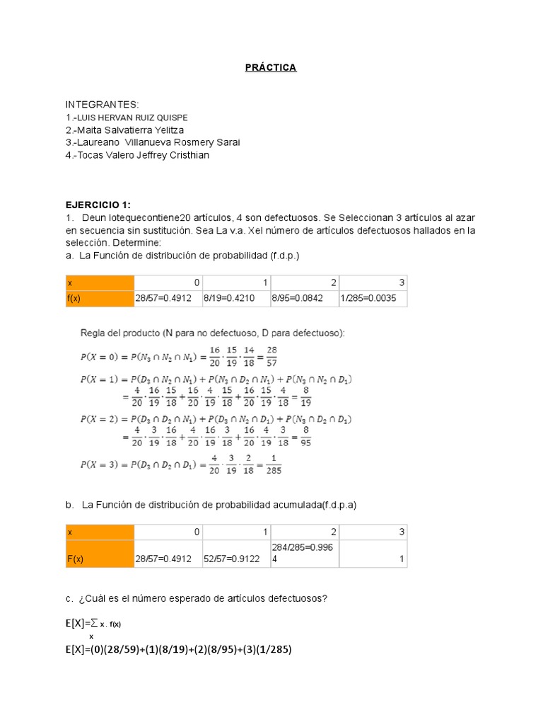 PRÁCTICA Grupo N°5 | PDF | Integral | Probabilidad