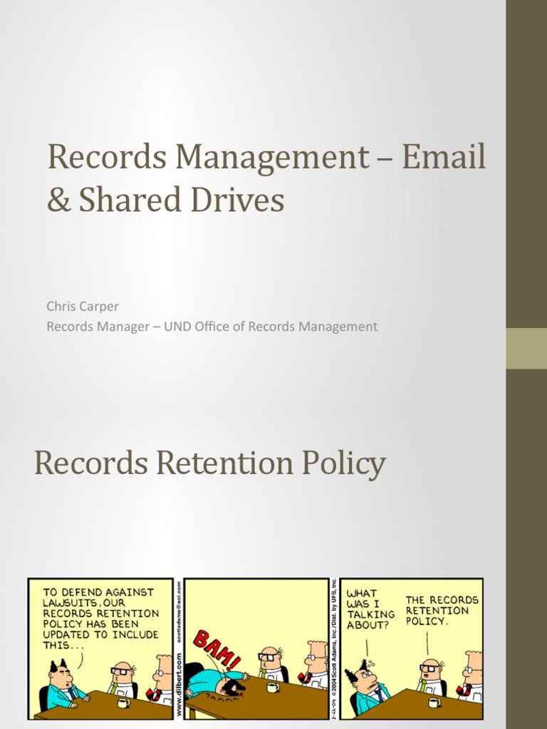 Managing Records in a Digital Environment: A Guide to Email, Shared ...