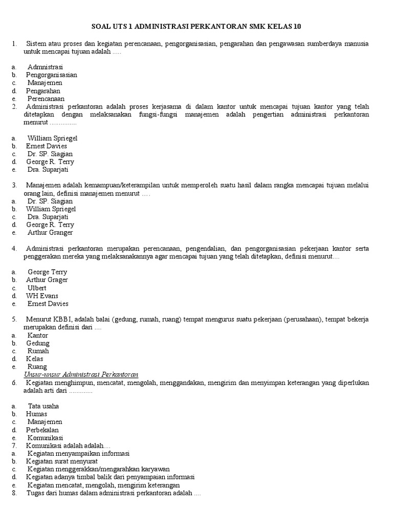 Soal Uts 1 AP SMK Kelas 10 | PDF