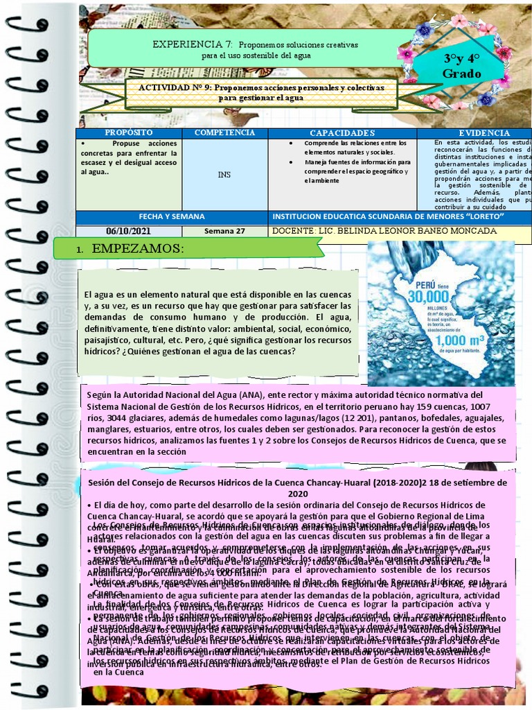 3° y 4° CCSS Sem3 Exp7 | PDF | Agua | Sustentabilidad