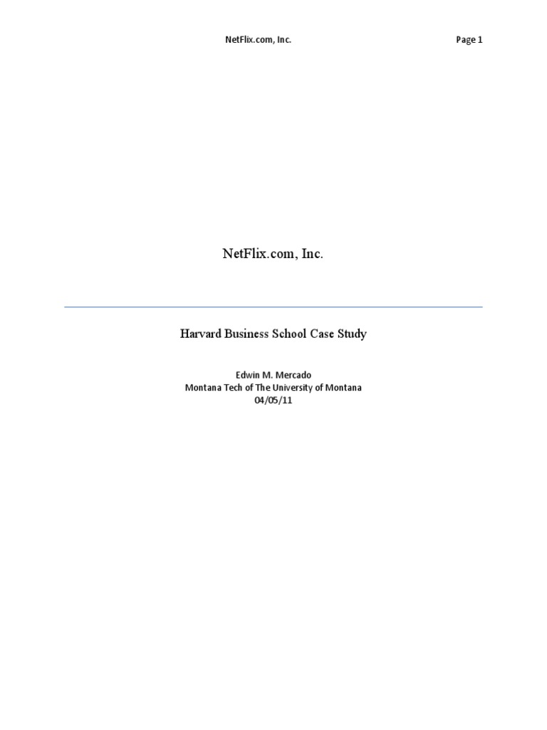 Harvard Business School Case Study | Download Free PDF | Netflix ...
