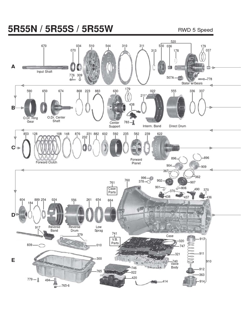 RWD 5 Speed Transmission Technical Diagram | PDF | Clutch ...