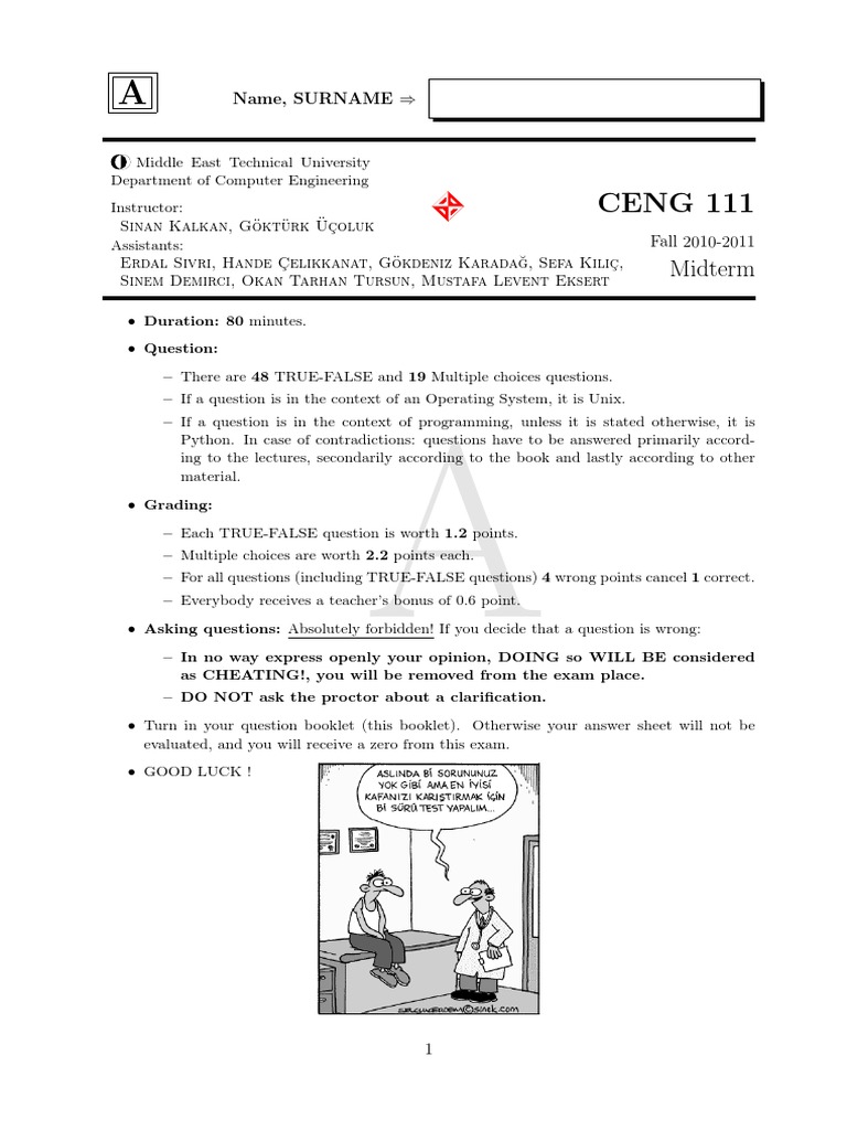 CENG 111: Midterm | PDF | Central Processing Unit | Operating System