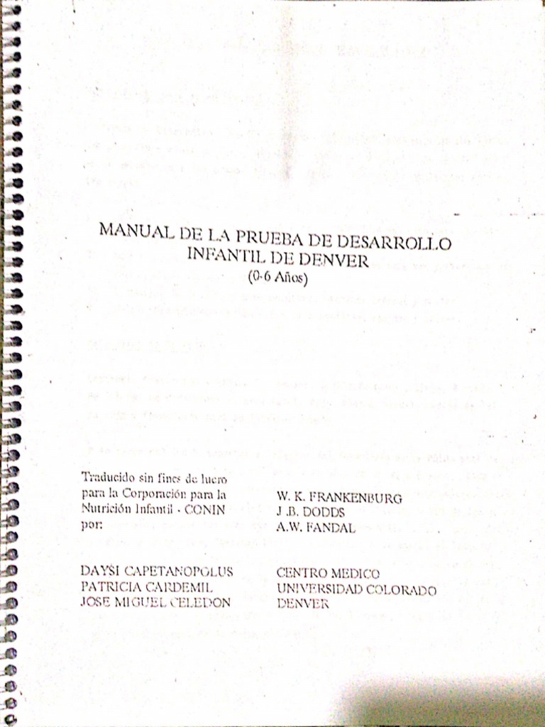 Manual de La Prueba de Desarrollo Infantil de Denver | PDF