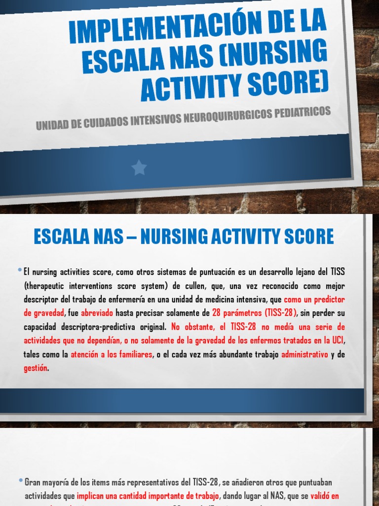Implementación de la Escala NAS en UCI | PDF | Unidad de Cuidados ...