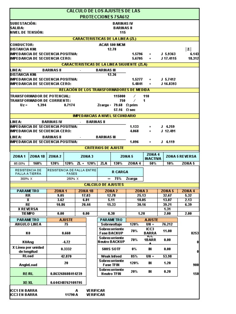Ajustes Protección 7SA612 Barinas IV | PDF | Impedancia eléctrica ...