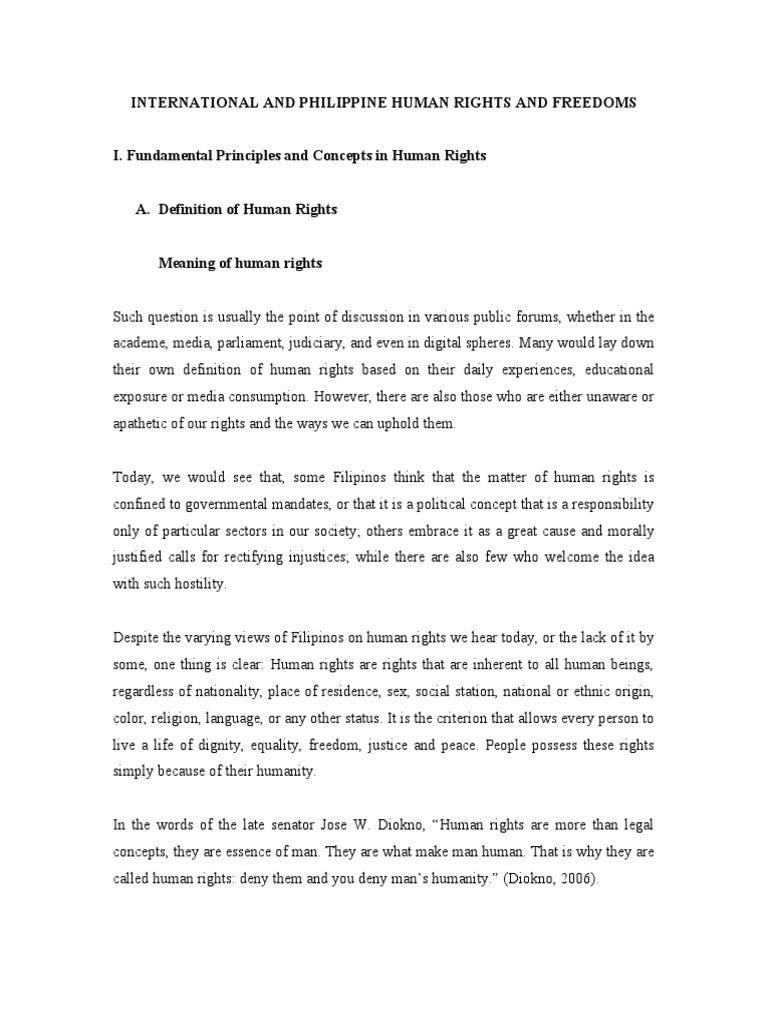 International and Philippine Human Rights and Freedoms | PDF | Human ...