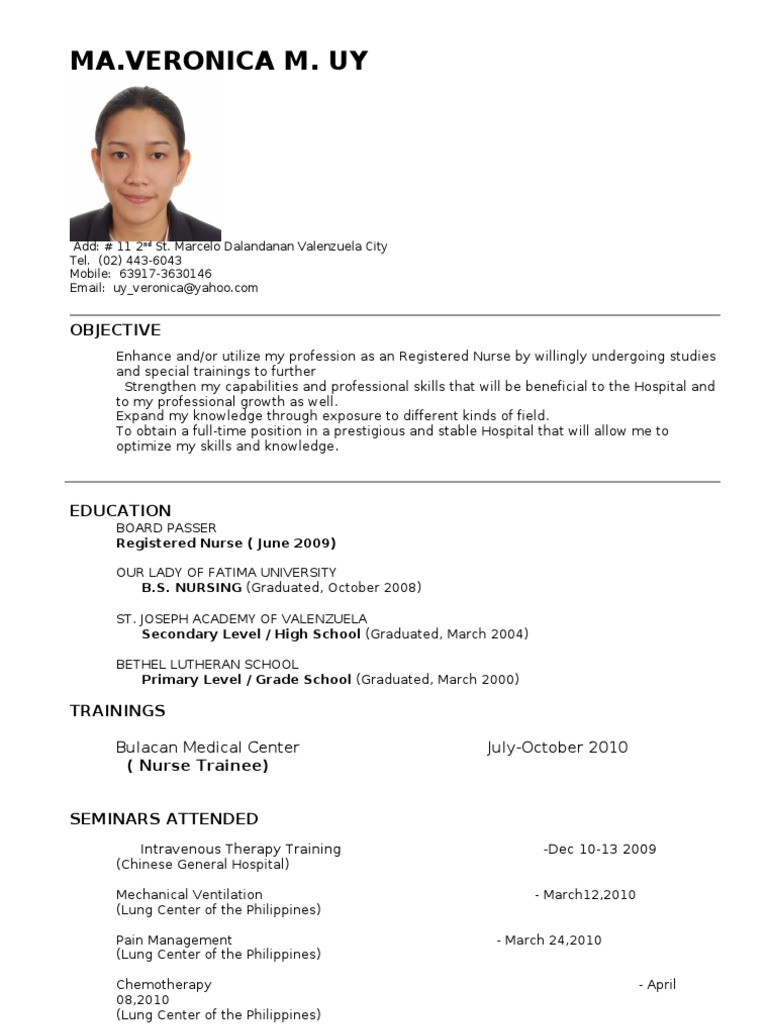 Resume Veronica | PDF | Nursing | Hospital
