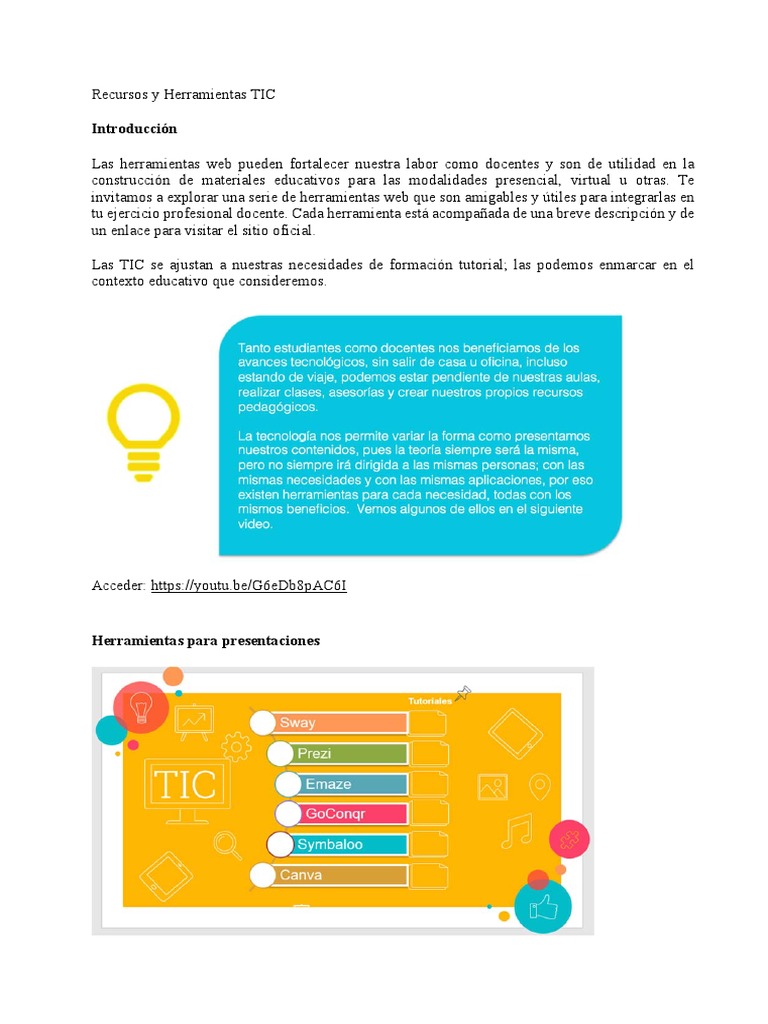 Recursos y Herramientas TIC en Educación | PDF | Informática