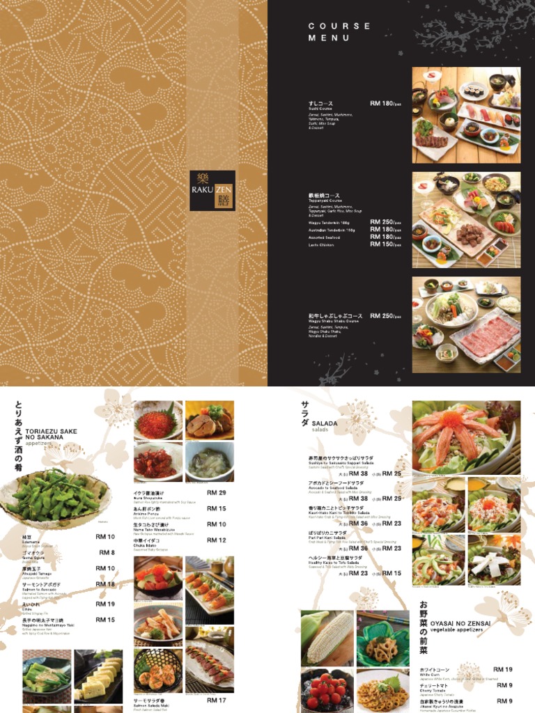 Rakuzen Menu | PDF | Sushi | Seafood