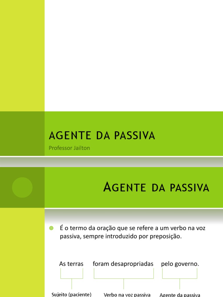 Agente Da Passiva | PDF | Assunto (gramática) | Morfologia linguística