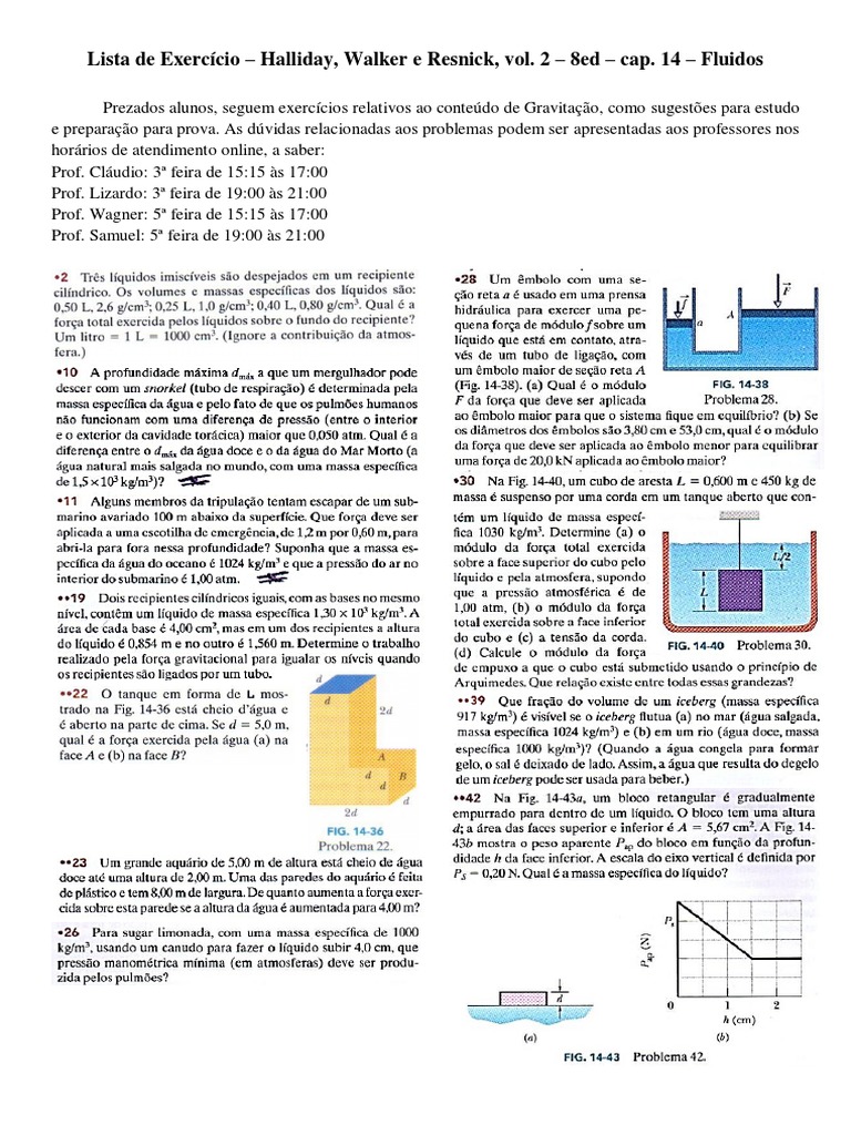Lista Halliday Cap 14 Fluidos | PDF