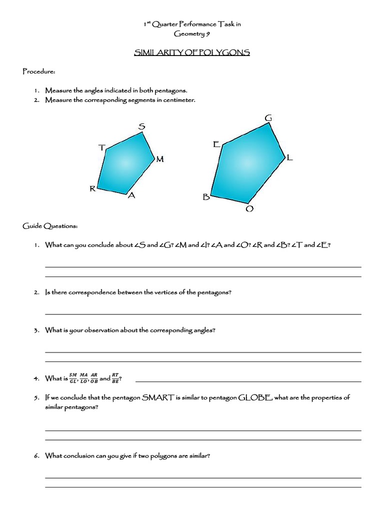 Geometry 9 - Performance Task (1Q) | PDF