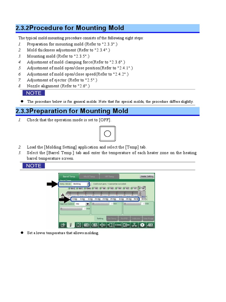 Mold Mounting Procedure Overview | PDF | Industrial Processes | Equipment