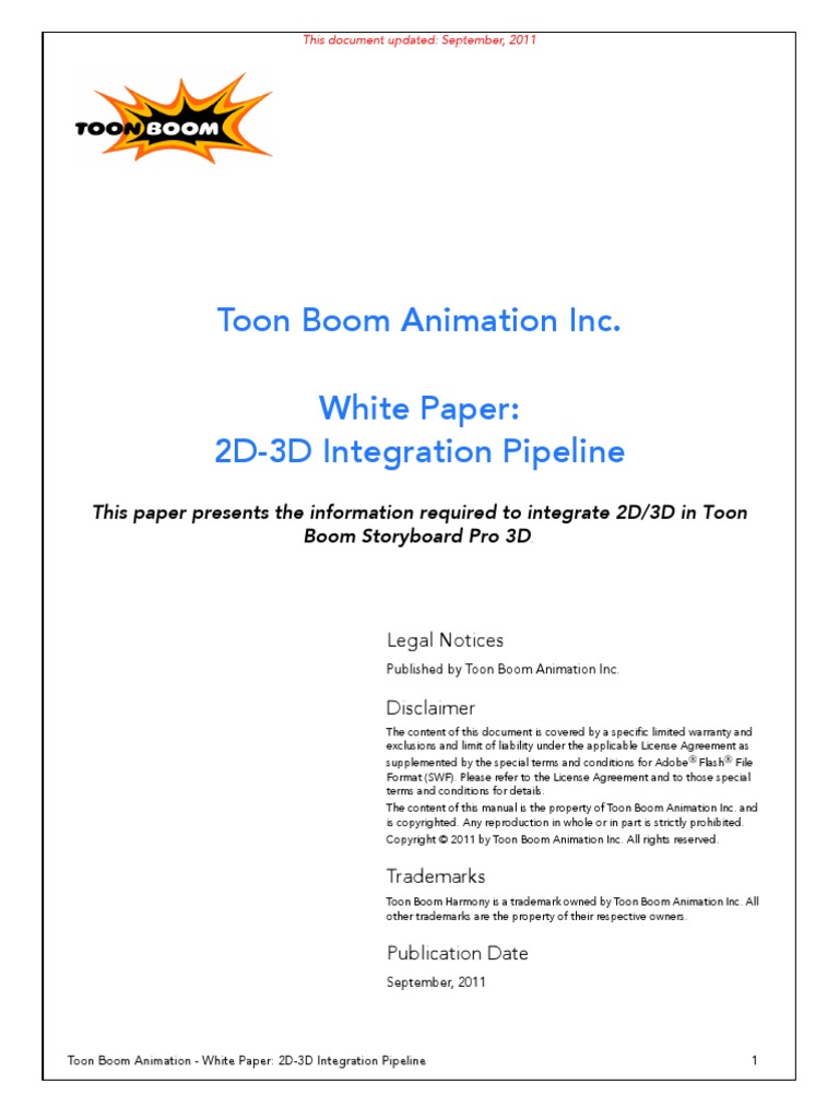 Toon Boom Animation Inc. White Paper: 2D-3D Integration Pipeline | PDF ...