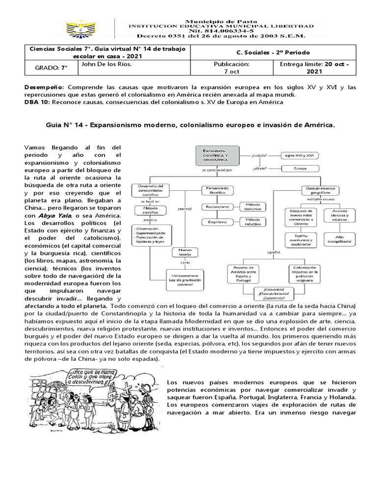 Guia 14 - Expansionismo Europeo Moderno, Colonialismo e Invasion de ...