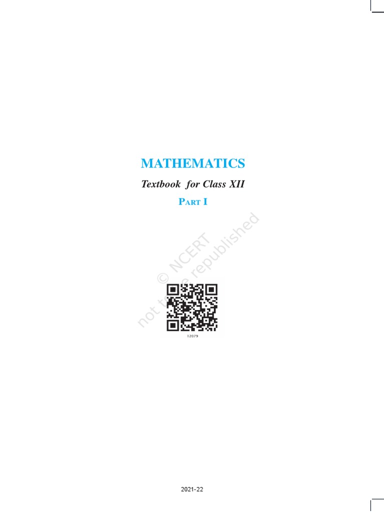 Mathematics: Textbook For Class XII | PDF | Matrix (Mathematics) | Determinant