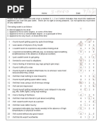 RCADs Scoring Sheet CYP | PDF | Social Anxiety Disorder | Anxiety